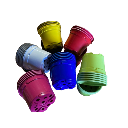 100 x COLOURED 9CM POTS